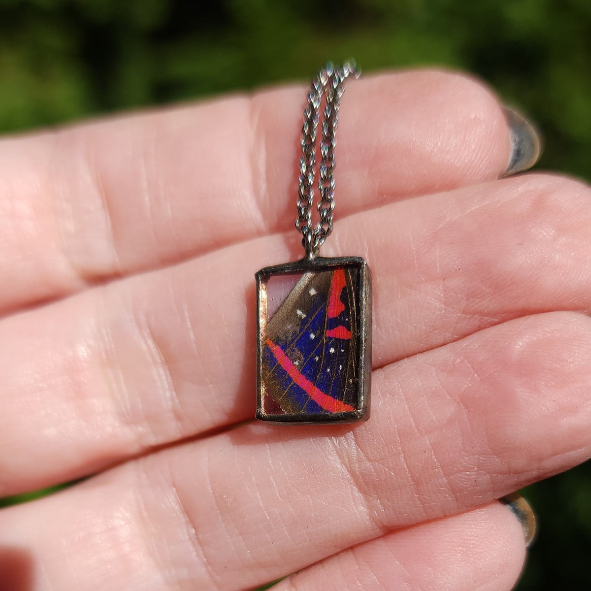 Indigo Black Butterfly Portrait Pendant Necklace – HartVariations